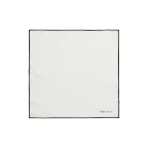 Ralph Lauren Tipped Linen Pocket Square - White/black