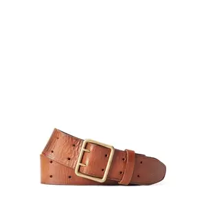 Ralph Lauren Tumbled Leather Belt - Vintage Tan/brass