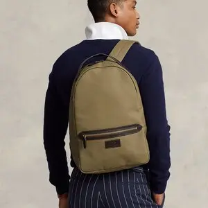 Ralph Lauren Leather-trim Canvas Backpack - Defender Green