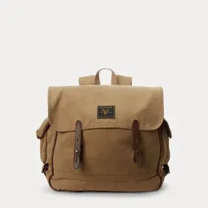 Ralph Lauren Leather-trim Canvas Backpack - Khaki/brown