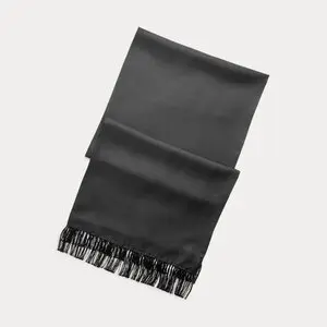 Ralph Lauren Fringe Silk Twill Scarf - Black
