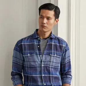Ralph Lauren Plaid Linen Shirt Indigo