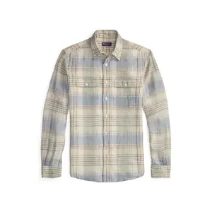 Ralph Lauren Plaid Linen Shirt - Infinity Blue
