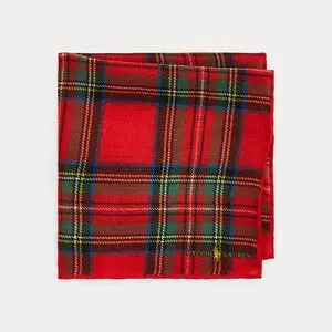 Ralph Lauren Plaid Wool Pocket Square Red Multi