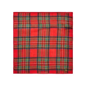 Ralph Lauren Plaid Wool Pocket Square - Red Multi