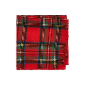 Ralph Lauren Plaid Wool Pocket Square - Red Multi