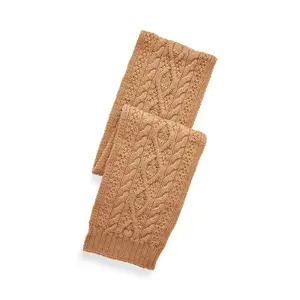 Ralph Lauren Cable-knit Cashmere Scarf Camel Melange