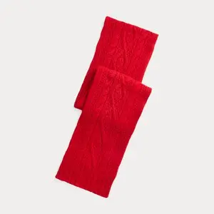 Ralph Lauren Cable-knit Cashmere Scarf Classic Red