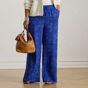 Ralph Lauren Paisley Crepe Wide-leg Pants - Blue Multi