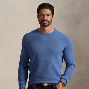 Ralph Lauren Mesh-knit Cotton Crewneck Sweater - Blue Borage Heather