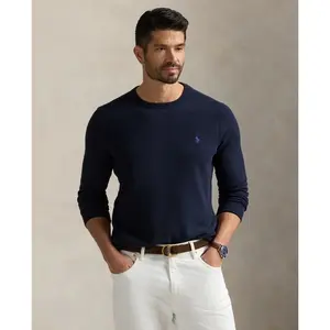 Ralph Lauren Mesh-knit Cotton Crewneck Sweater - Navy Heather