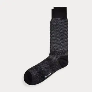 Ralph Lauren Herringbone Cashmere-blend Dress Socks - Black