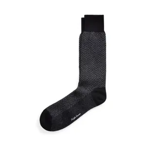 Ralph Lauren Herringbone Cashmere-blend Dress Socks - Black