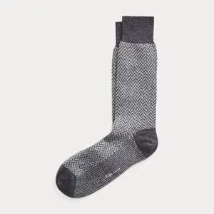 Ralph Lauren Herringbone Cashmere-blend Dress Socks - Charcoal Heather