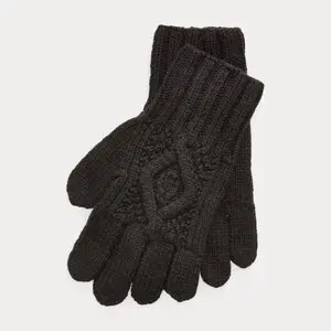 Ralph Lauren Hand-knit Cable Cashmere Gloves - Polo Black