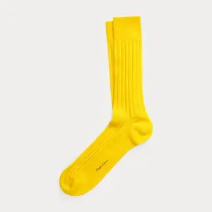 Ralph Lauren Ribbed Cashmere-blend Dress Socks - Bright Yellow