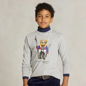 Ralph Lauren Polo Bear Cotton Long-sleeve Tee - Andover Heather Ski Bear