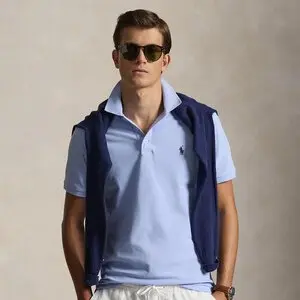 Ralph Lauren Custom Slim Fit Stretch Mesh Polo Shirt - Pebble Blue