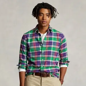 Ralph Lauren Custom Fit Plaid Twill Shirt Purple/green Multi