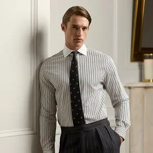 Ralph Lauren Bengal-stripe Poplin Shirt Black/white