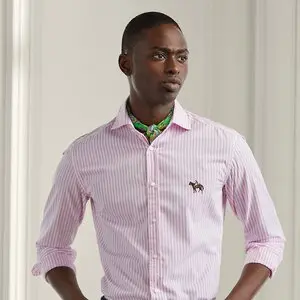 Ralph Lauren Bengal-stripe Poplin Shirt Classic Pink