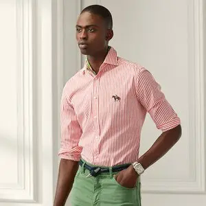 Ralph Lauren Bengal-stripe Poplin Shirt Melon