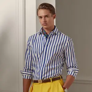 Ralph Lauren Bengal-stripe Poplin Shirt Navy And White