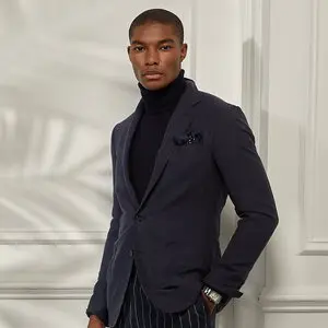 Ralph Lauren Kent Hand-tailored Silk-linen Jacket Navy