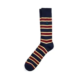 Ralph Lauren Striped Cotton-Blend Trouser Socks Navy