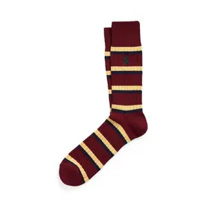 Ralph Lauren Striped Cotton-Blend Trouser Socks Wine