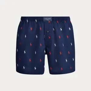 Ralph Lauren Woven Cotton Boxer - Cruise Navy/rl2000 Red