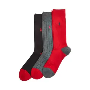 Ralph Lauren Ribbed Trouser Socks 3-Pack Black/red