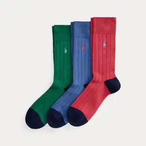 Ralph Lauren Ribbed Trouser Socks 3-pack - Red Multi