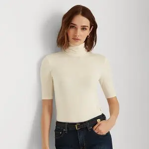 Ralph Lauren Jersey Turtleneck Top - Mascarpone Cream