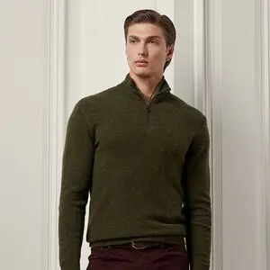 Ralph Lauren Cashmere Birdseye Quarter-Zip Sweater Loden Multi