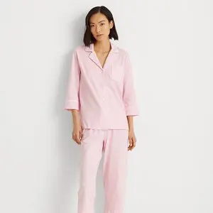 Ralph Lauren Cotton Capri Sleep Set Pink White Stripe