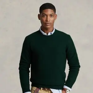 Ralph Lauren Suede-Patch Wool-Cashmere Turtleneck Sweater Hunt Club Green