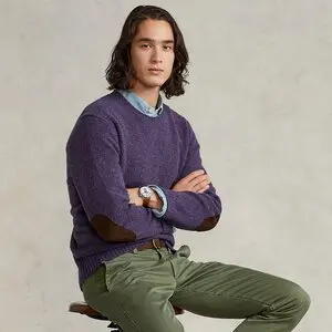 Ralph Lauren Suede-patch Wool-cashmere Turtleneck Sweater - Ivanhoe Purple Heather
