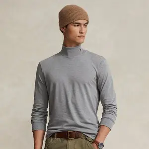 Ralph Lauren Soft Cotton Mockneck Shirt Steel Heather