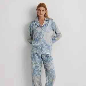 Ralph Lauren Paisley Satin Sleep Set Blue Paisley