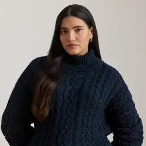 Ralph Lauren Cable-knit Turtleneck Sweater - Lauren Navy