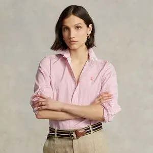 Ralph Lauren Classic Fit Striped Cotton Shirt Desert Rose/ White
