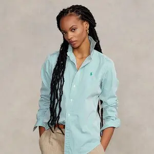 Ralph Lauren Classic Fit Striped Cotton Shirt F Haven Green/ White