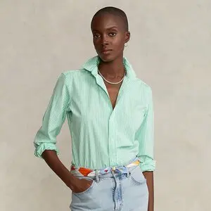 Ralph Lauren Classic Fit Striped Cotton Shirt Lime/white