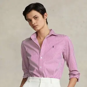 Ralph Lauren Classic Fit Striped Cotton Shirt White-vivid Pink