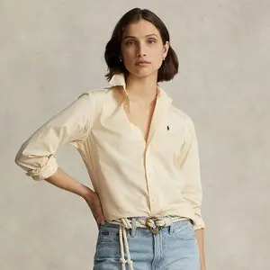 Ralph Lauren Classic Fit Striped Cotton Shirt White-yellow