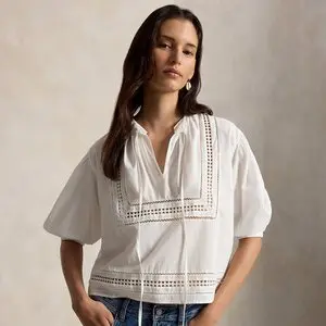 Ralph Lauren Lace-trim Cotton Shirt - White