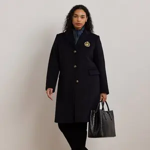 Ralph Lauren Crest-patch Wool-blend Coat - Regal Navy