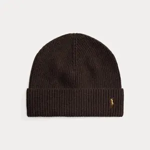 Ralph Lauren Signature Pony Wool-blend Beanie - Dark Brown Heather