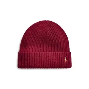 Ralph Lauren Signature Pony Wool-Blend Beanie Wine